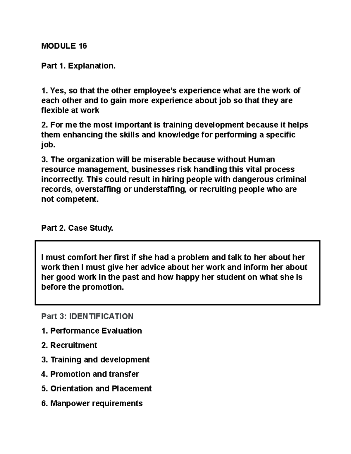 Module 16 bam - NONE - MODULE 16 Part 1. Explanation. Yes, so that the ...