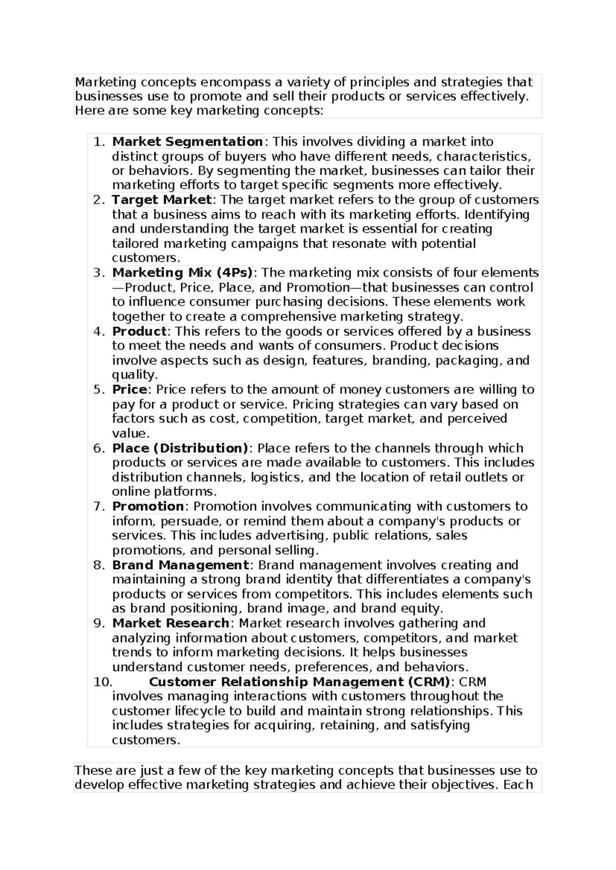 MARK. Concepts 1 - Marketing concepts encompass a variety of principles ...