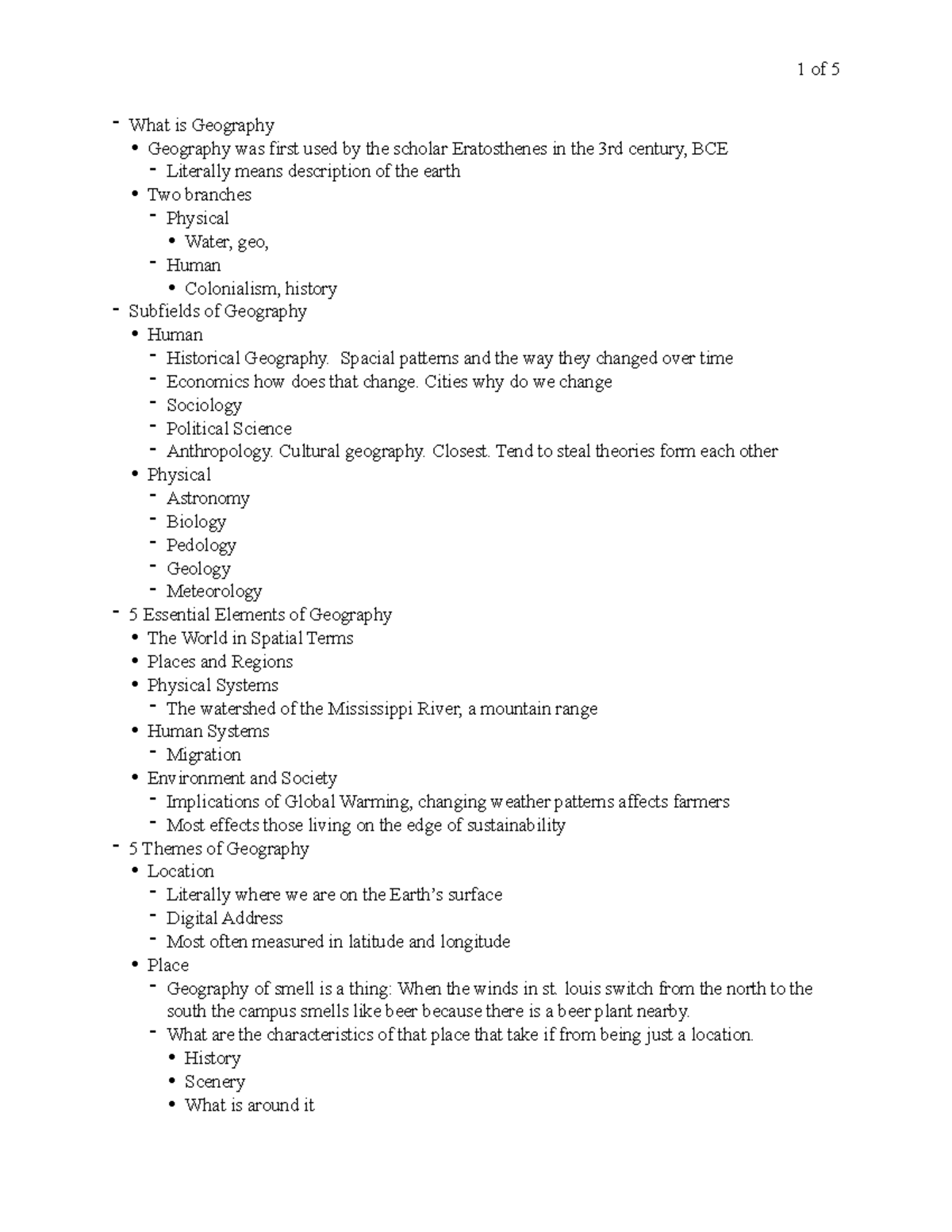 Chapter 1 Class Notes Jennings 1 Of 5 What Is Geography