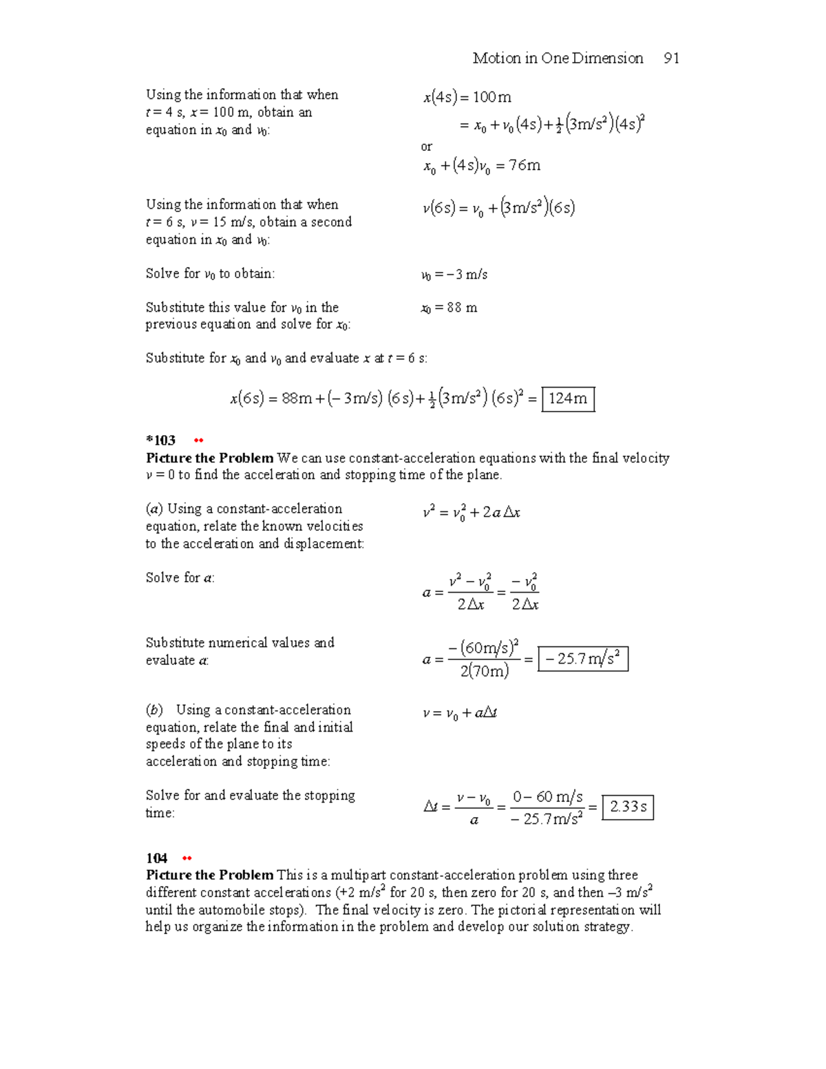 Physics Material - Motion in One Dimension 91 Using the information ...