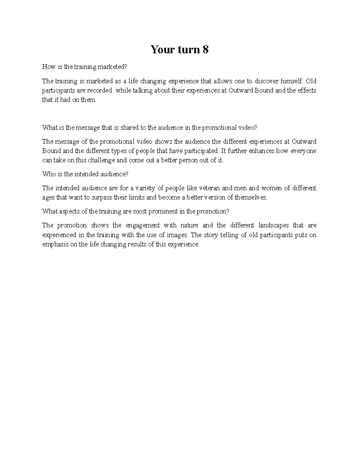 Your turn 8 - Your turn activity 8 text - Your turn 8 How is the ...