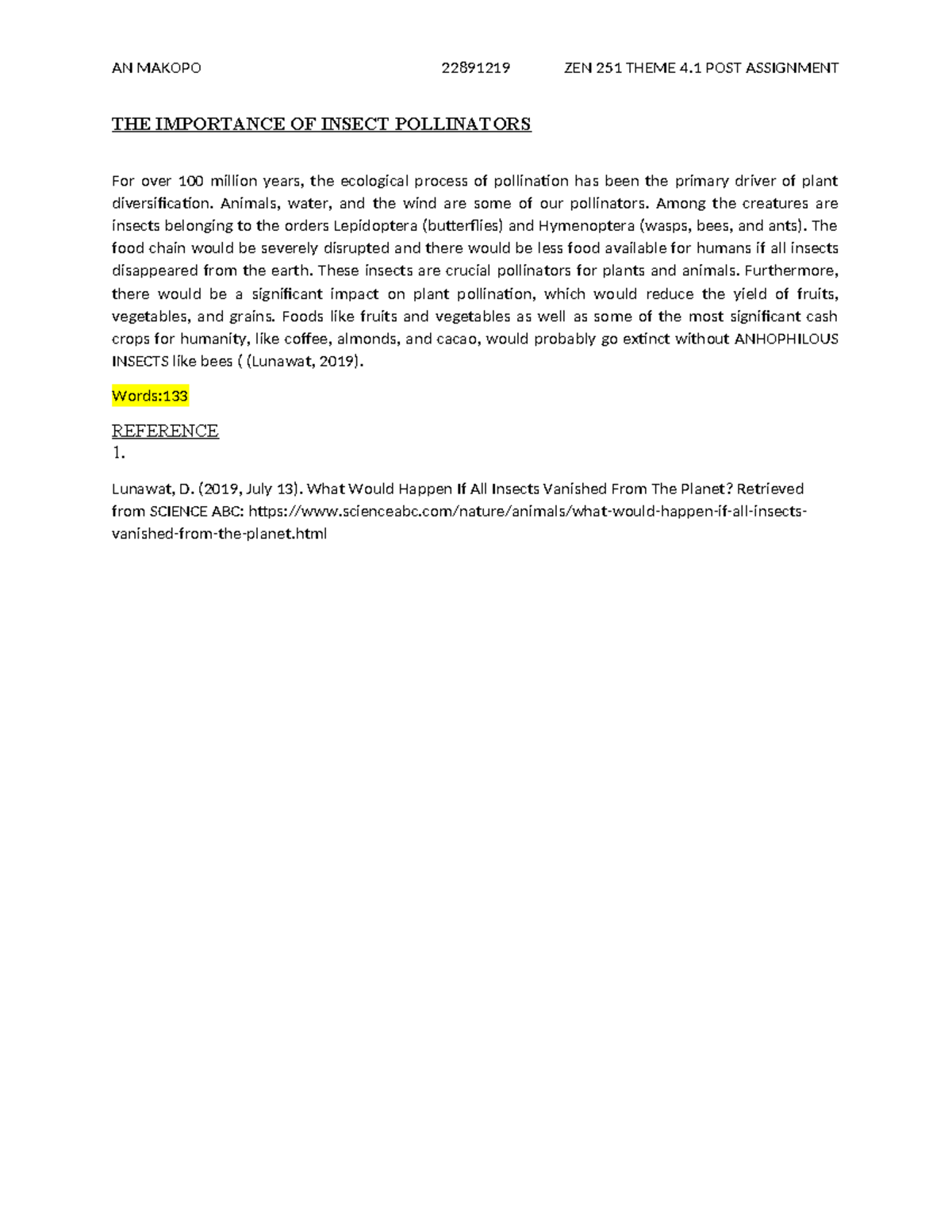 ZEN Theme 4.1 Homework - description about insect pollinators - AN ...