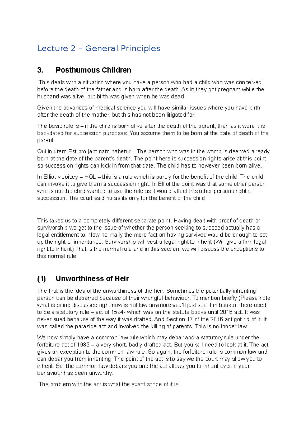 Lecture 2, Succession - General Principles - Lecture 2 – General ...