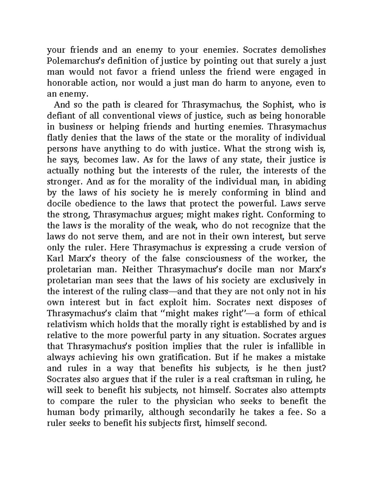 From Socrates to plato - your friends and an enemy to your enemies ...