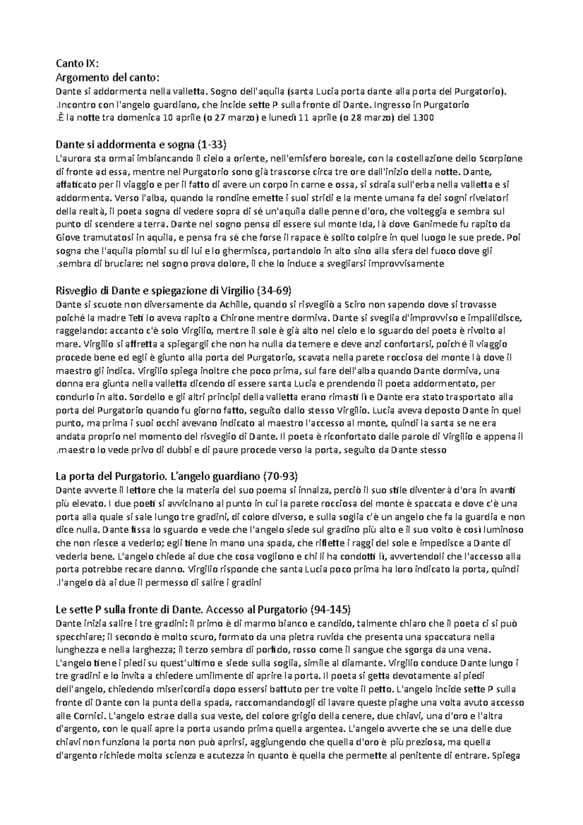 Purgatorio canto 9 - Canto IX: Argomento del canto: Dante si addormenta ...
