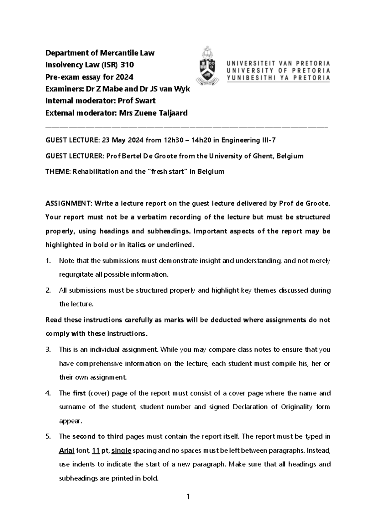 ISR 310 2024 Guest Lecture Report Assignment - 1 Department of ...