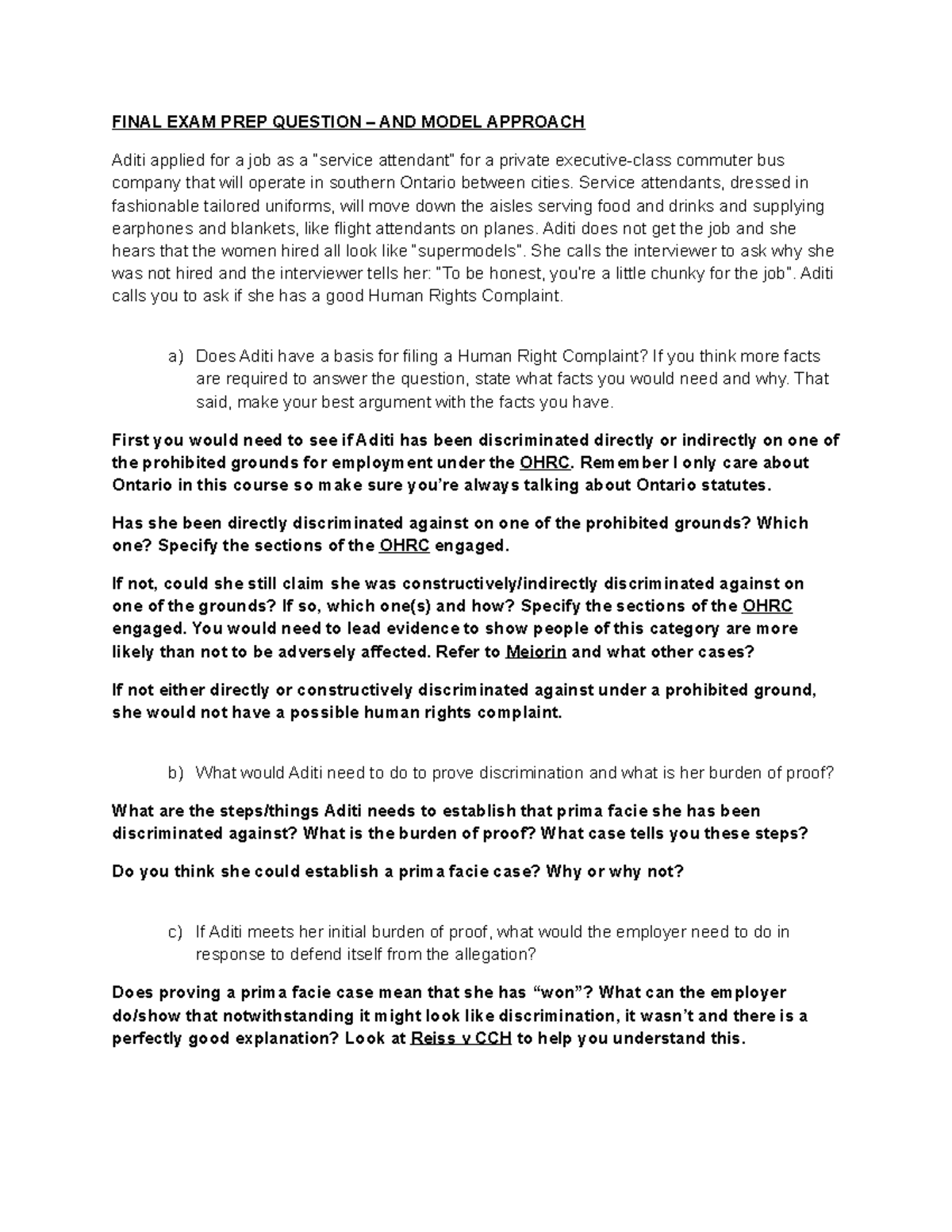 IN Class Final EXAM PREP Question - AND Model Approach - FINAL EXAM ...