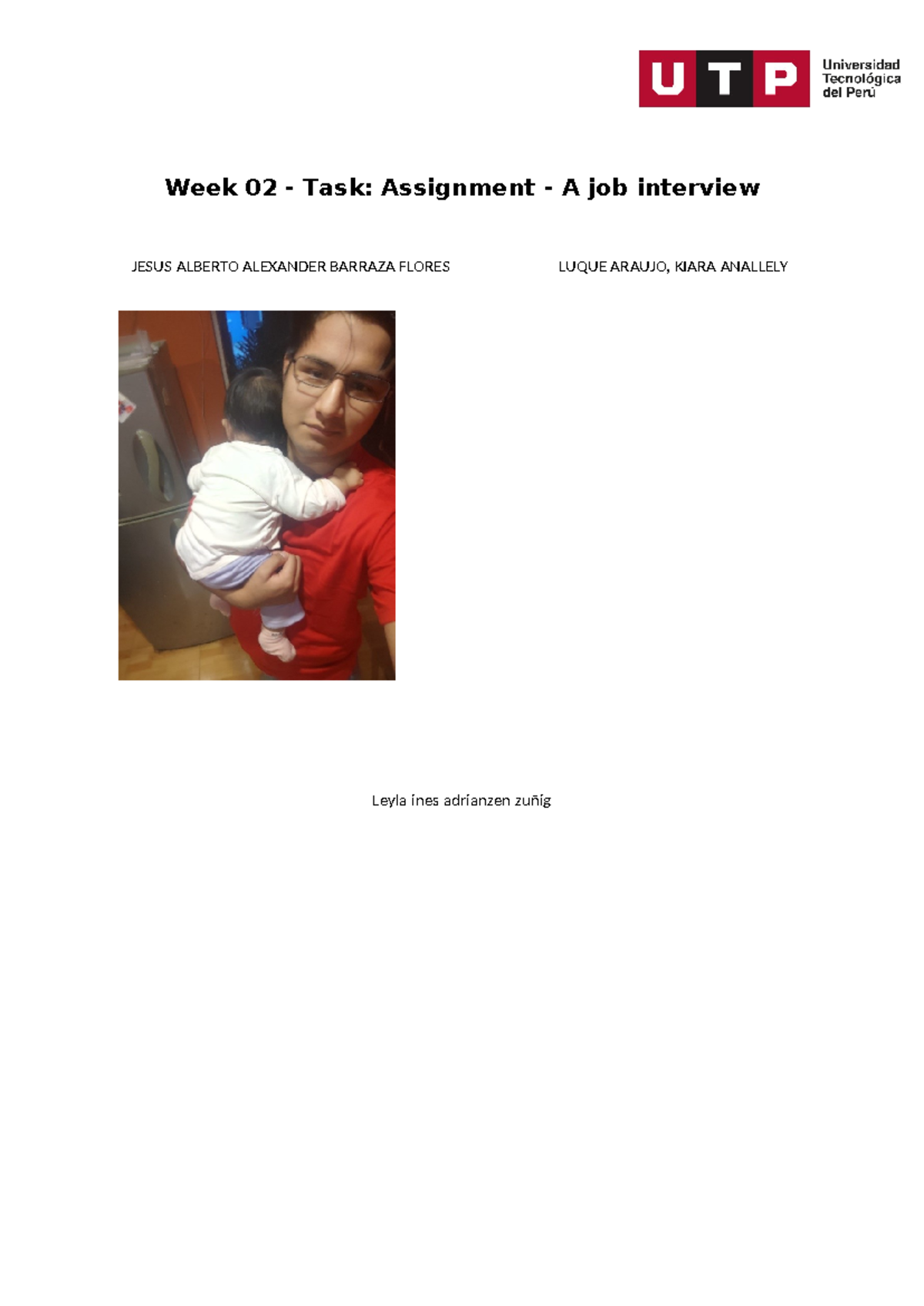 Semana 2 Ingles Tarea - semane 2 - Week 02 - Task: Assignment - A job interview JESUS ALBERTO ...