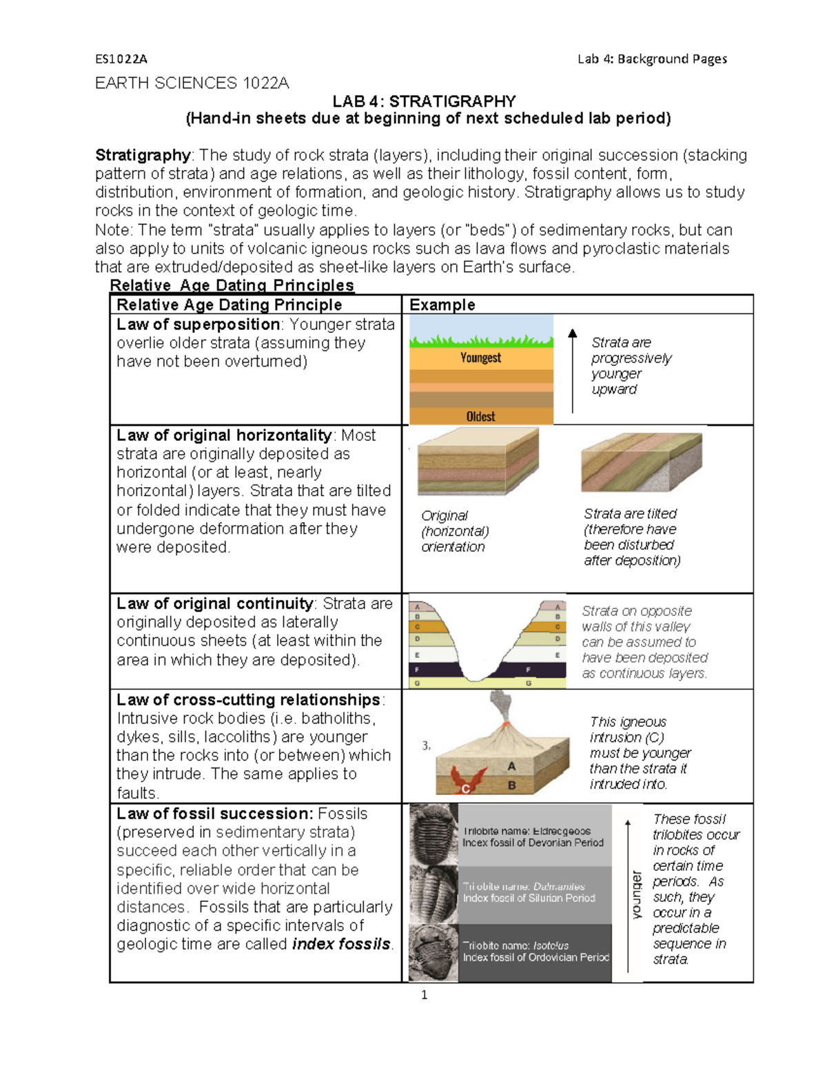 1022 Lab 4 - Lab 4 - ES1022A Lab 4: Background Pages 1 EARTH SCIENCES ...