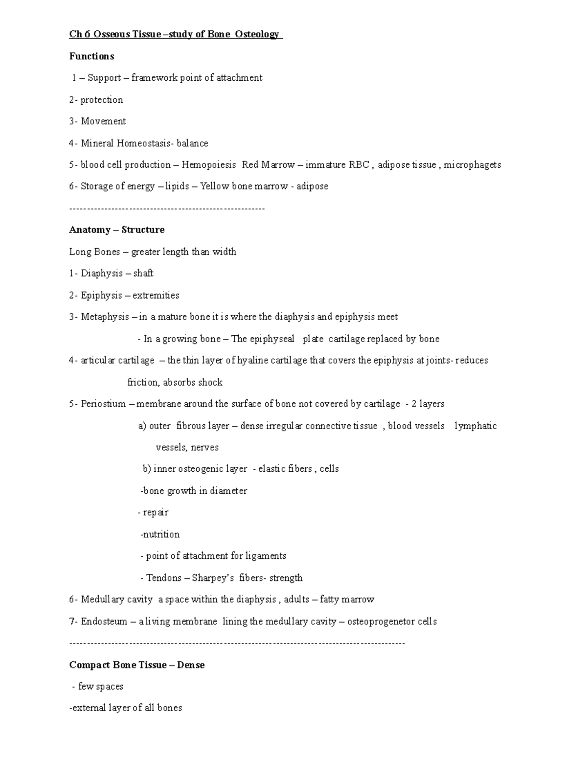 Human anatomy exam reivew - Ch 6 Osseous Tissue –study of Bone ...