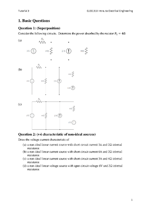 Practice Questions Worked Solutions for Tutorial 1 - ELEC1310 - Studocu