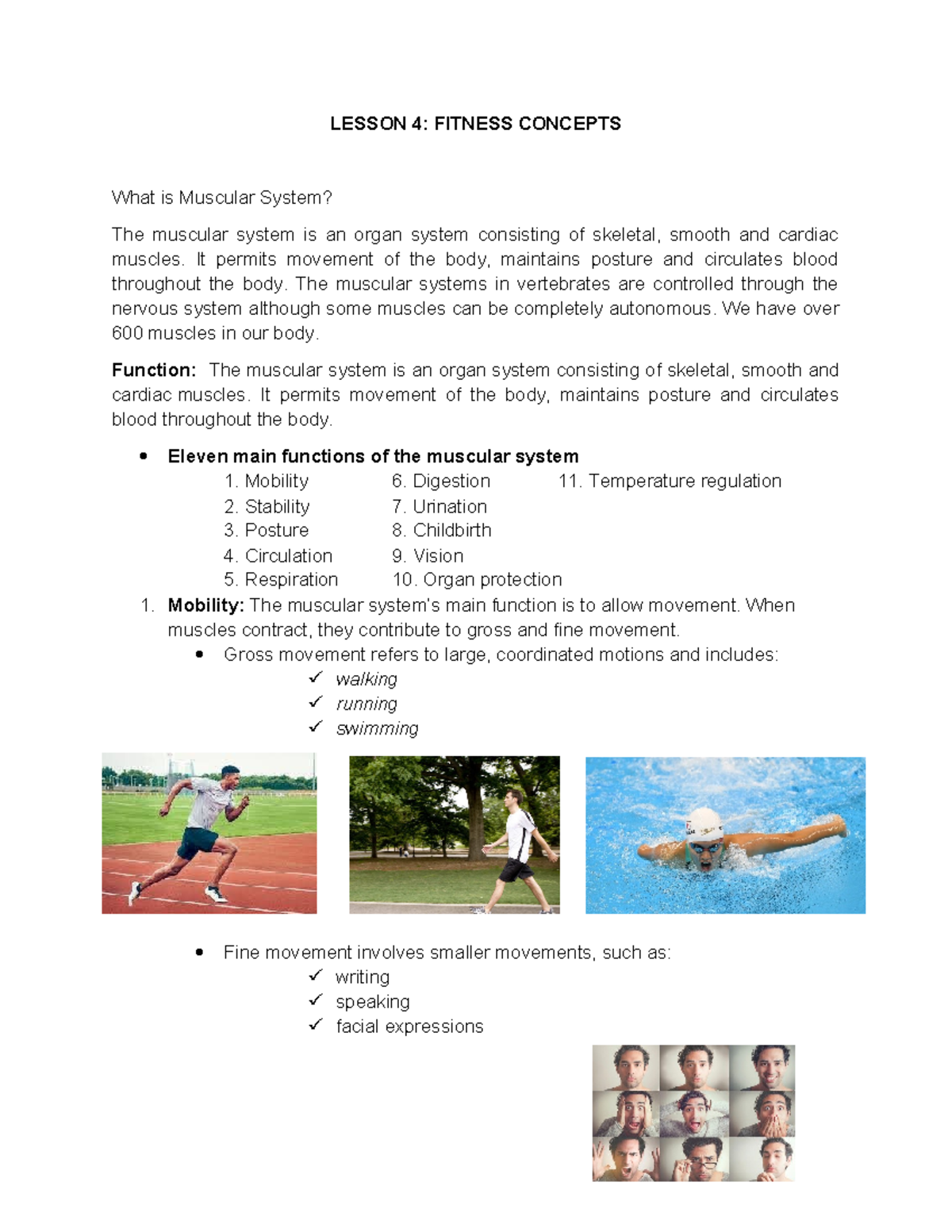 PE1-Lesson-4 - LESSON 4: FITNESS CONCEPTS What is Muscular System? The ...