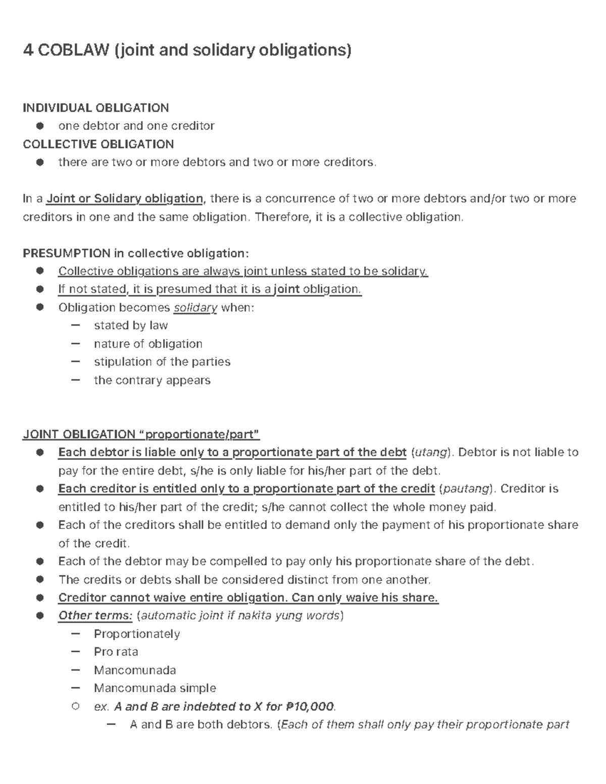 4 Coblaw (joint and solidary obligations) - – – – – – – – – – 4 COBLAW ...