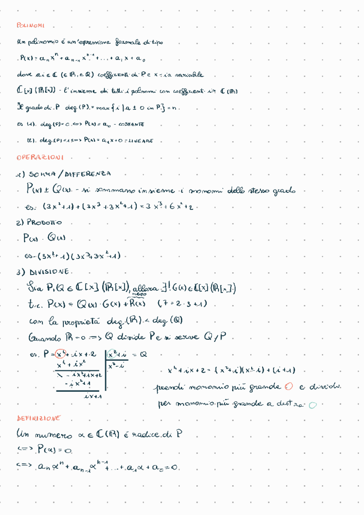 Polinomi, gauss, de moivre - Algebra lineare e geometria analitica (1o ...
