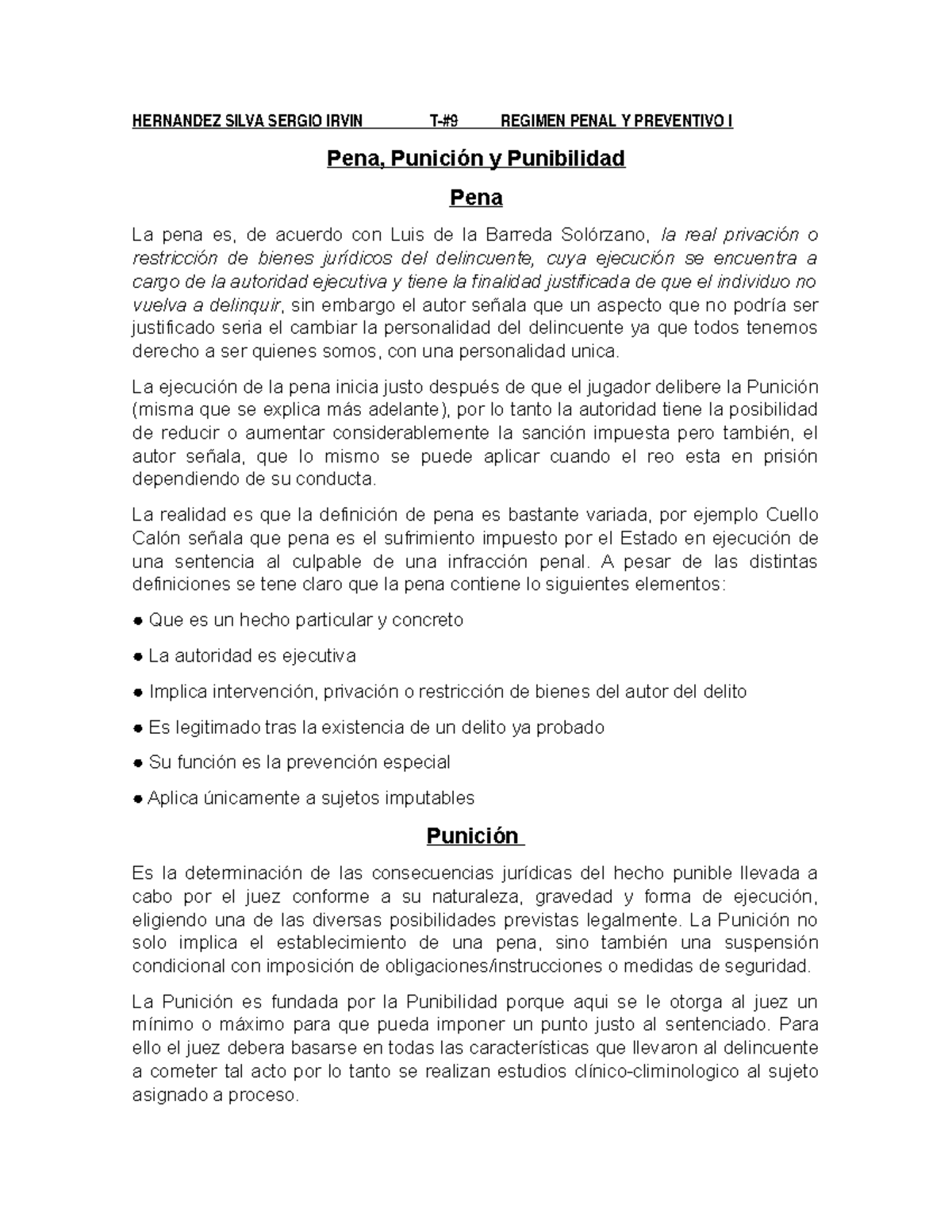 Tarea 9 - Pena, Punición y Punibilidad - HERNANDEZ SILVA SERGIO IRVIN T ...
