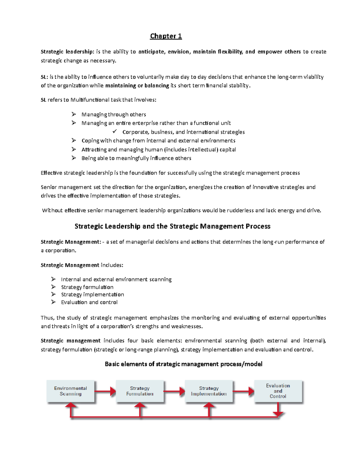 Chapter 1 - Copy - Strategic - Chapter 1 Strategic leadership: is the ...