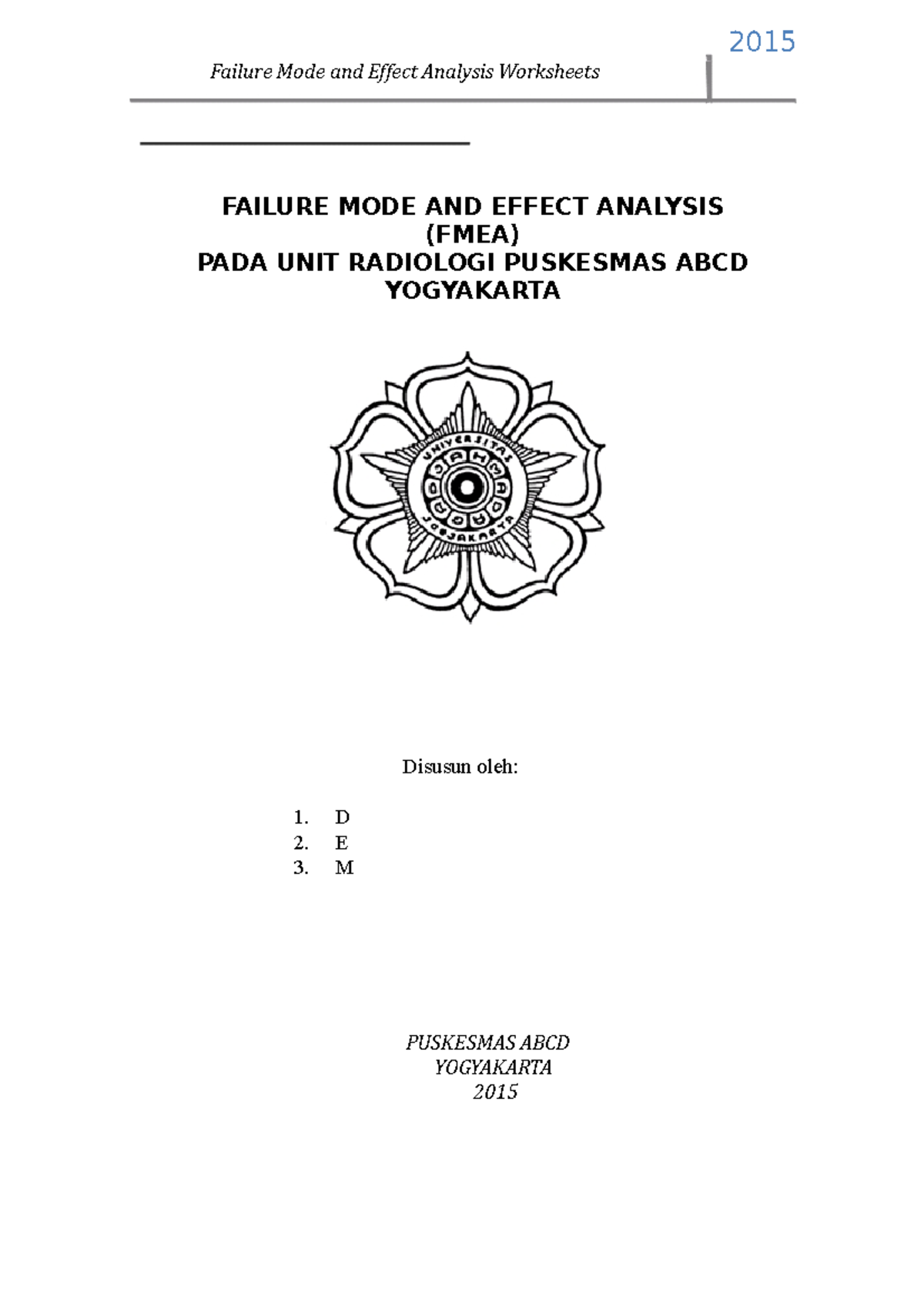 Contoh-FMEA-Radiologi - Failure Mode and Effect Analysis Worksheets ...