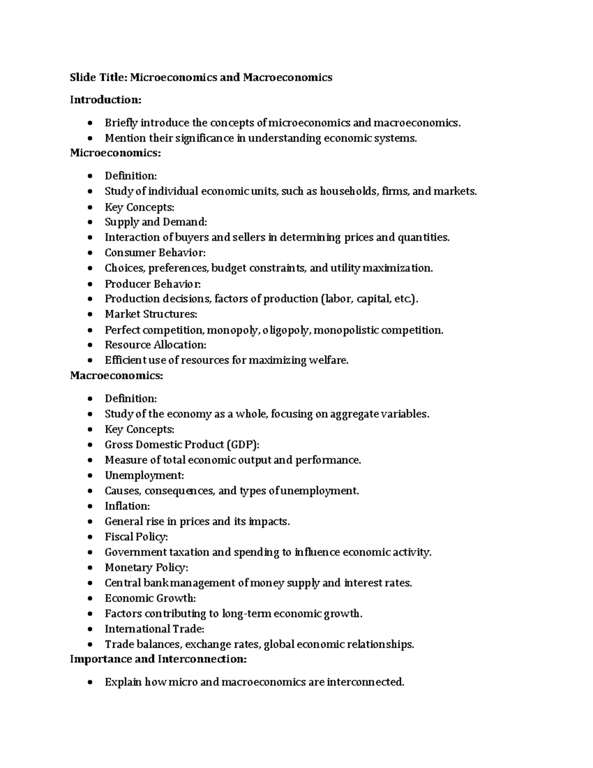 Macro and micro economics 2 - Slide Title: Microeconomics and ...