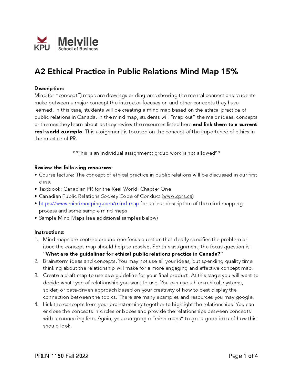PRLN1150 Ethical Practices MIND MAP - A2 Ethical Practice in Public ...