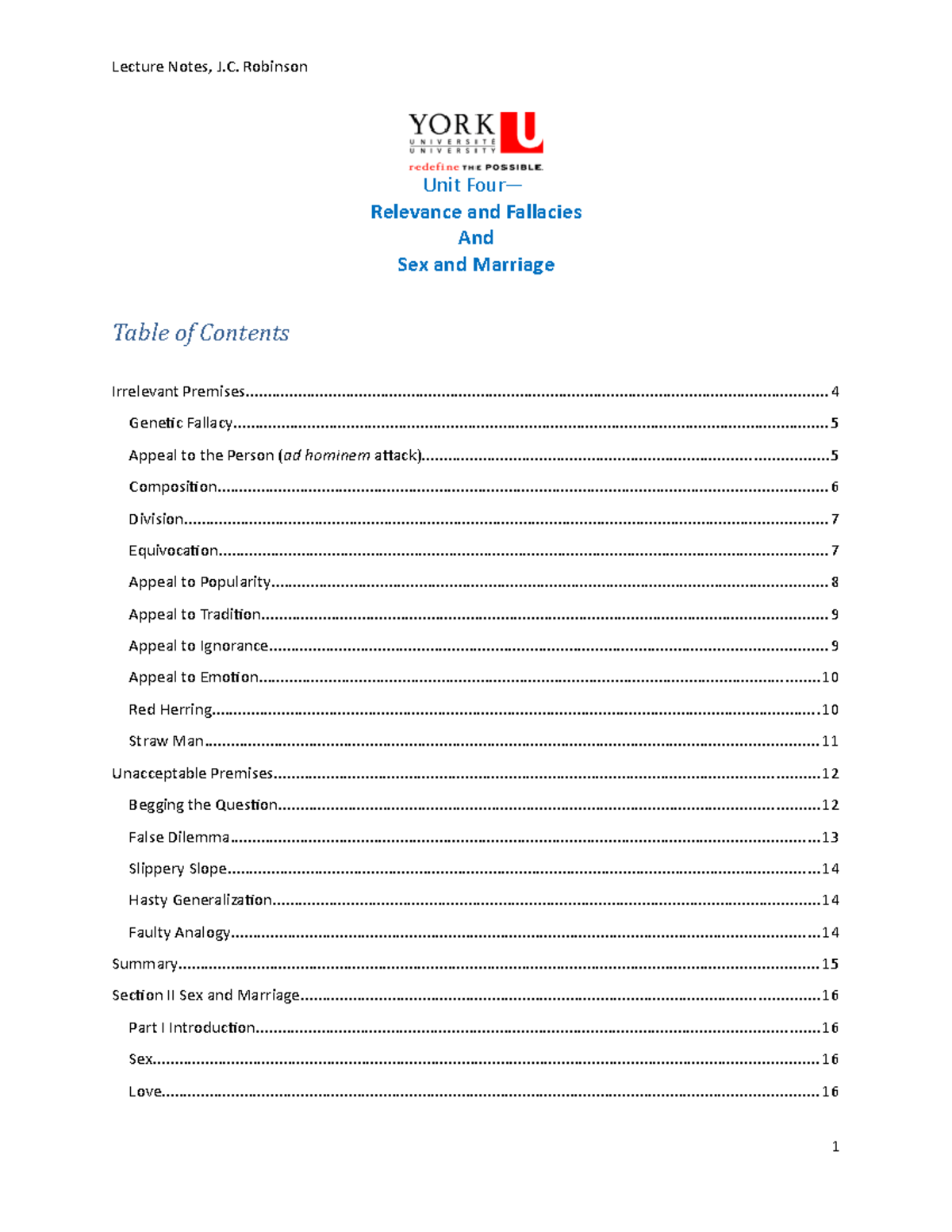 4 Unit Four Relevance And Fallacies Sex And Marriage Unit Four— Relevance And Fallacies And