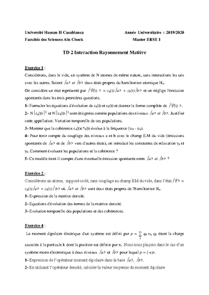 TD Electricite SVTU2 - physique - Studocu