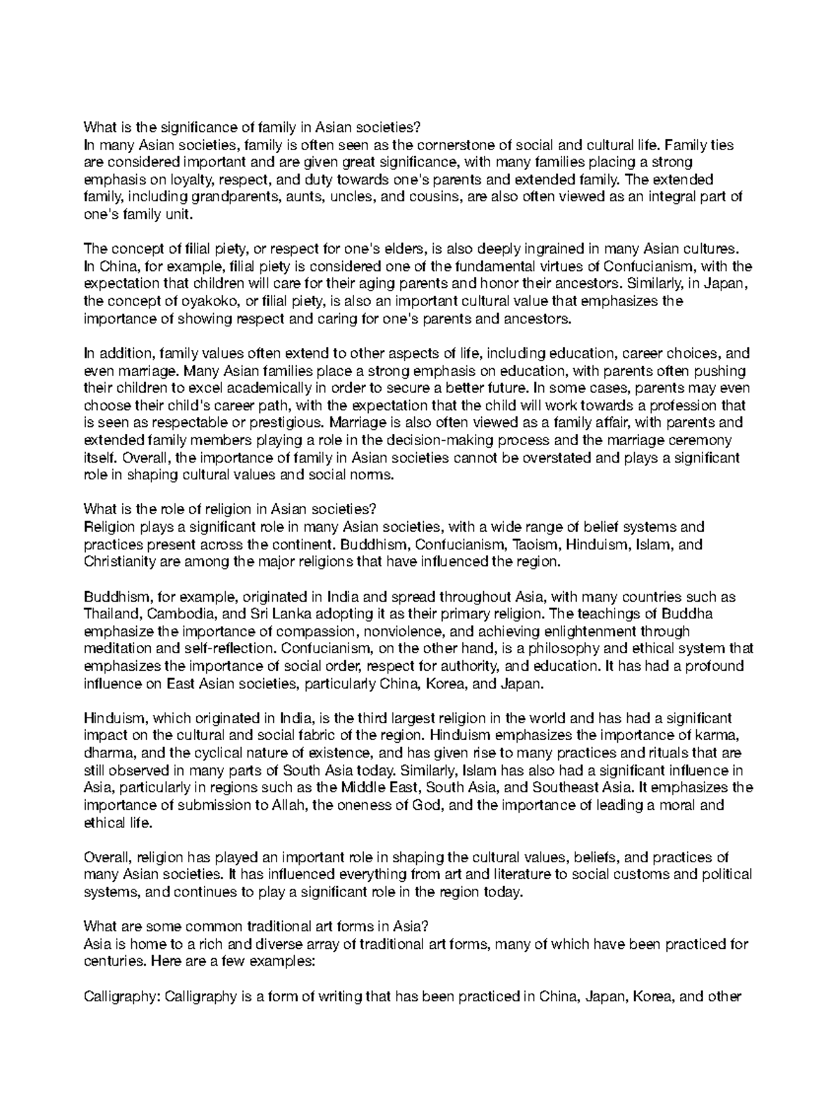 Intro to Asian Humanities 3 - What is the significance of family in ...