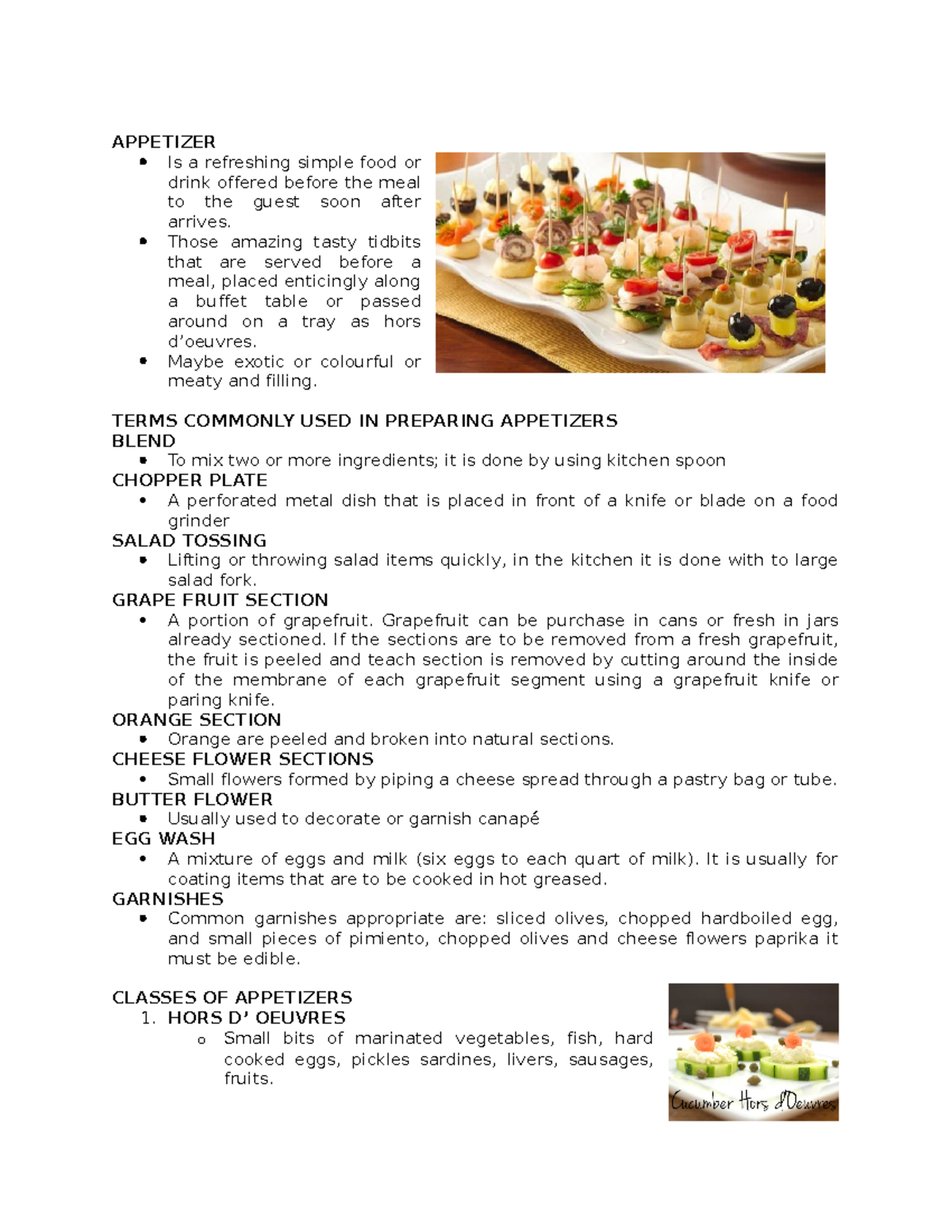 Appetizer - APPETIZER Is a refreshing simple food or drink offered ...