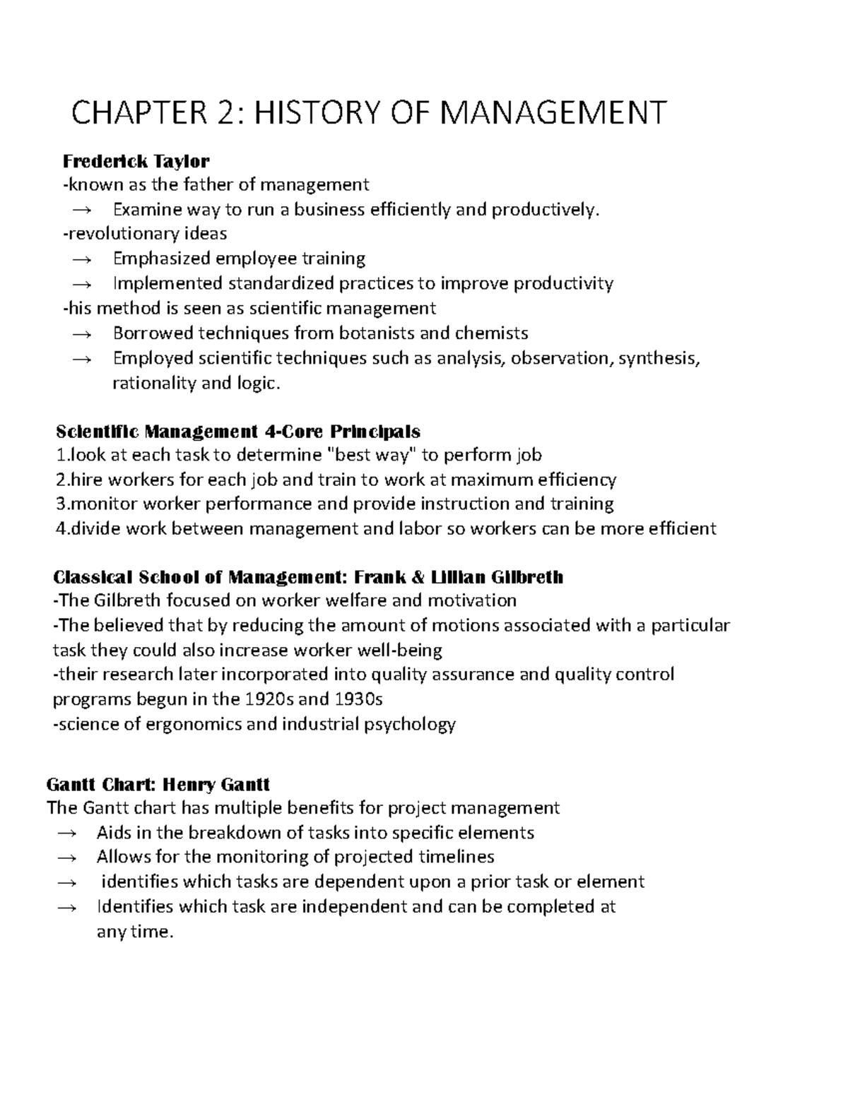 Chapter 2 - ch.2 lecture notes - Frederick Taylor -known as the father ...