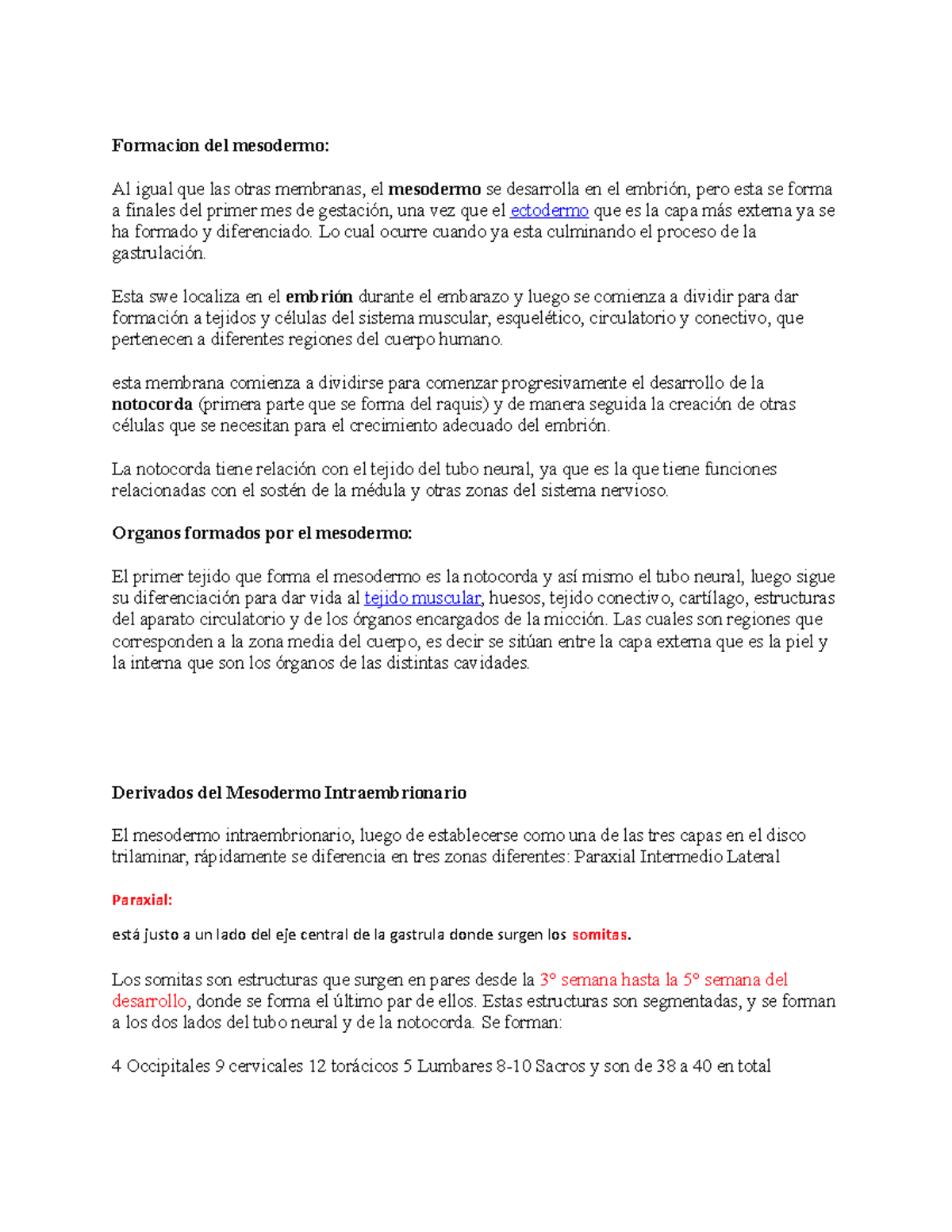 Derivados del Mesodermo Intraembrionario 2 - Formacion del mesodermo ...