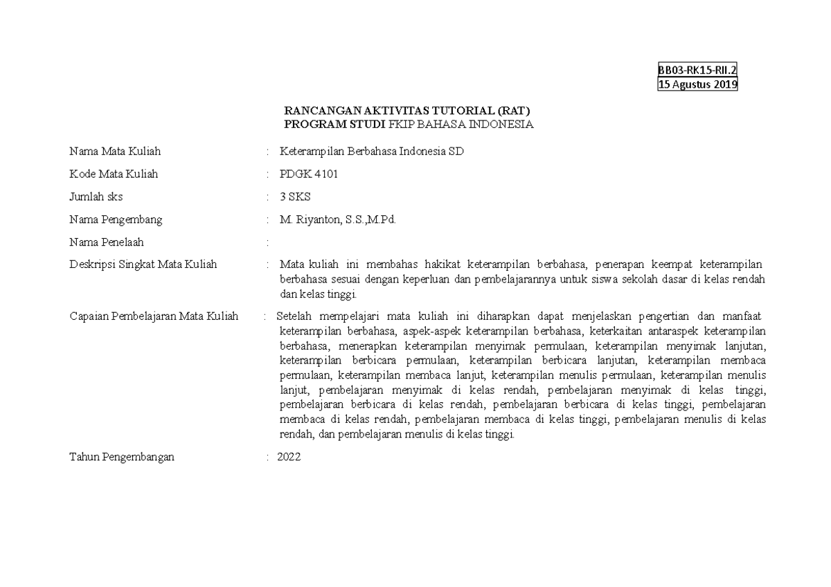 PDGK4101 19J149 262 ratsat - 15 Agustus 2019 BB03-RK15-RII. RANCANGAN ...