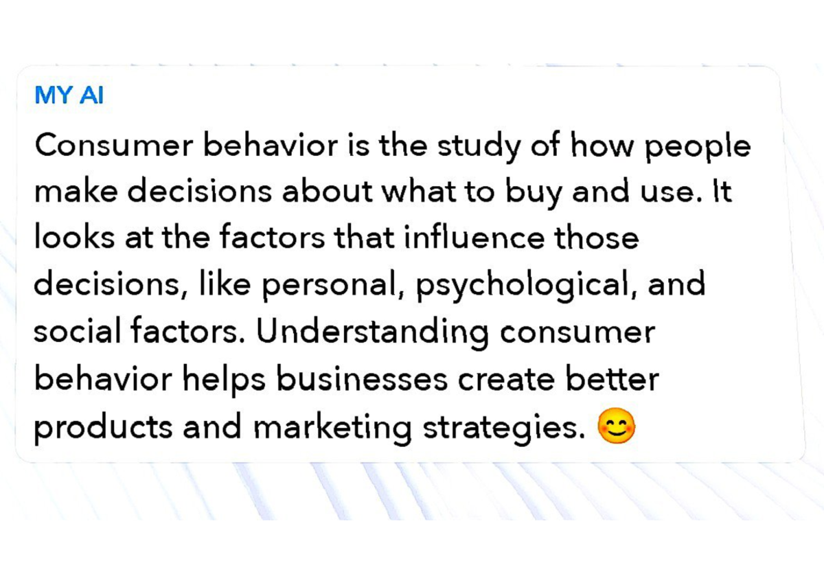 Consumer behaviour questions copy - MY AI Consumer behavior is the ...