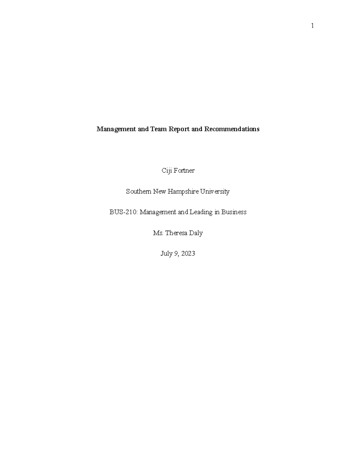 2-3 Assignment Managementand Team Improvement - BUS-210 - SNHU - Studocu