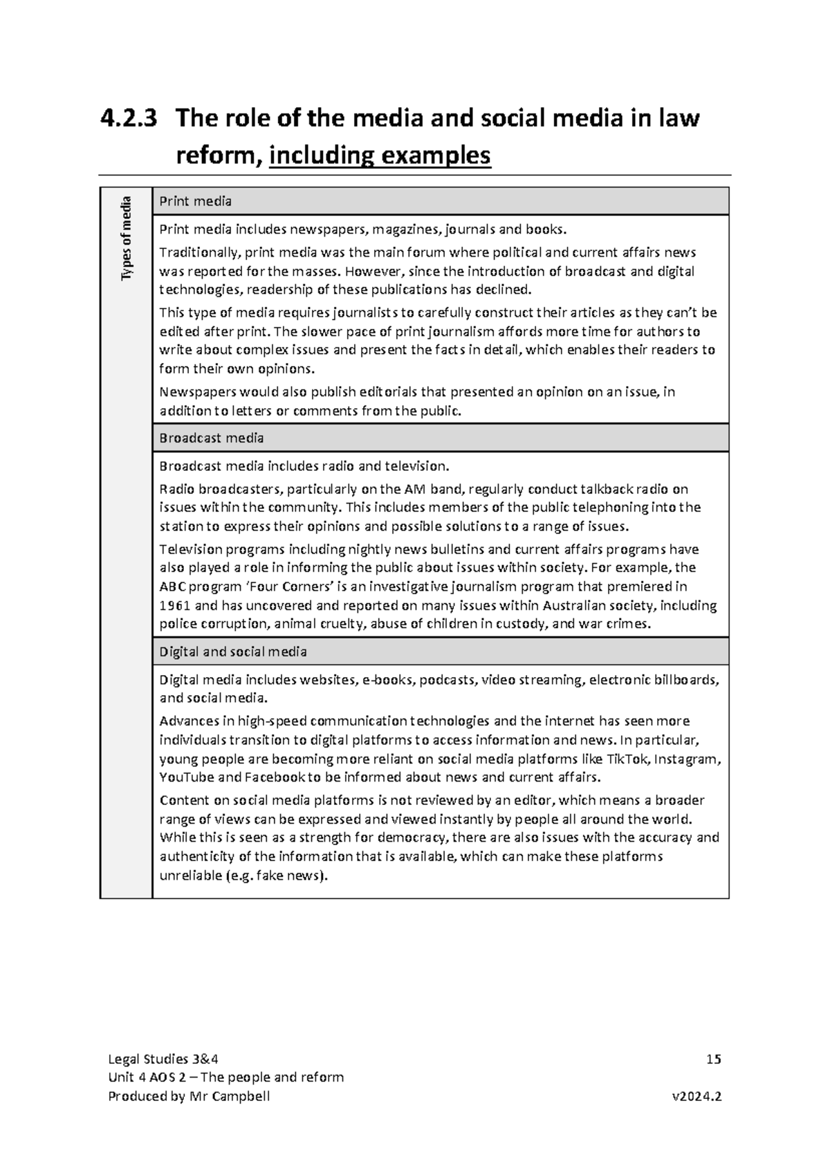 Legal 3&4 - 4.2.3-4.2.5 - Teacher Notes v2024 - Legal Studies 3& Unit 4 ...