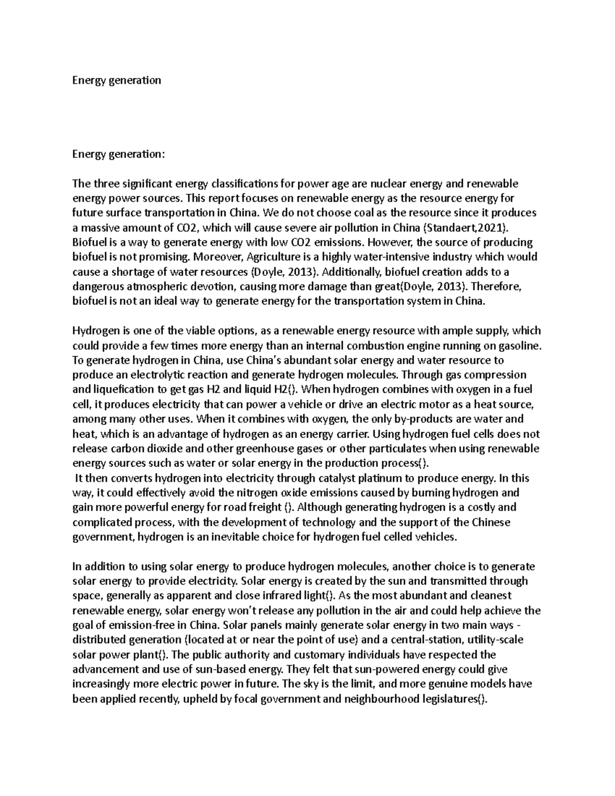 Energy generation - As a freewrite, working longhand in a notebook or ...