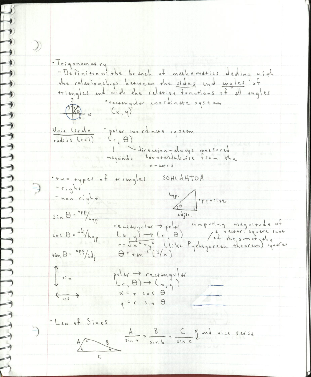 Lecture notes, lecture 4 - trigonometry notes over the law of cosines ...