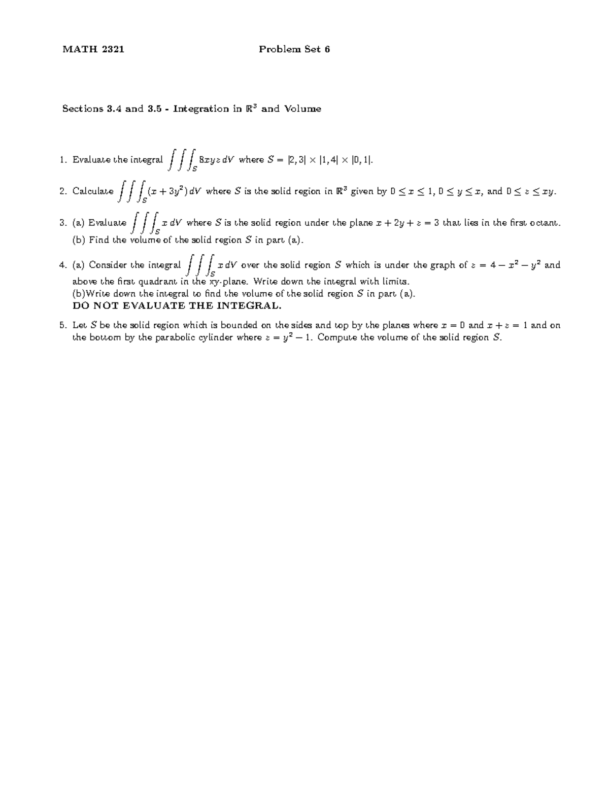 Problem Set 6 (3.4, 3.5, 3.6) - MATH 2321 Problem Set 6 Sections 3 and ...