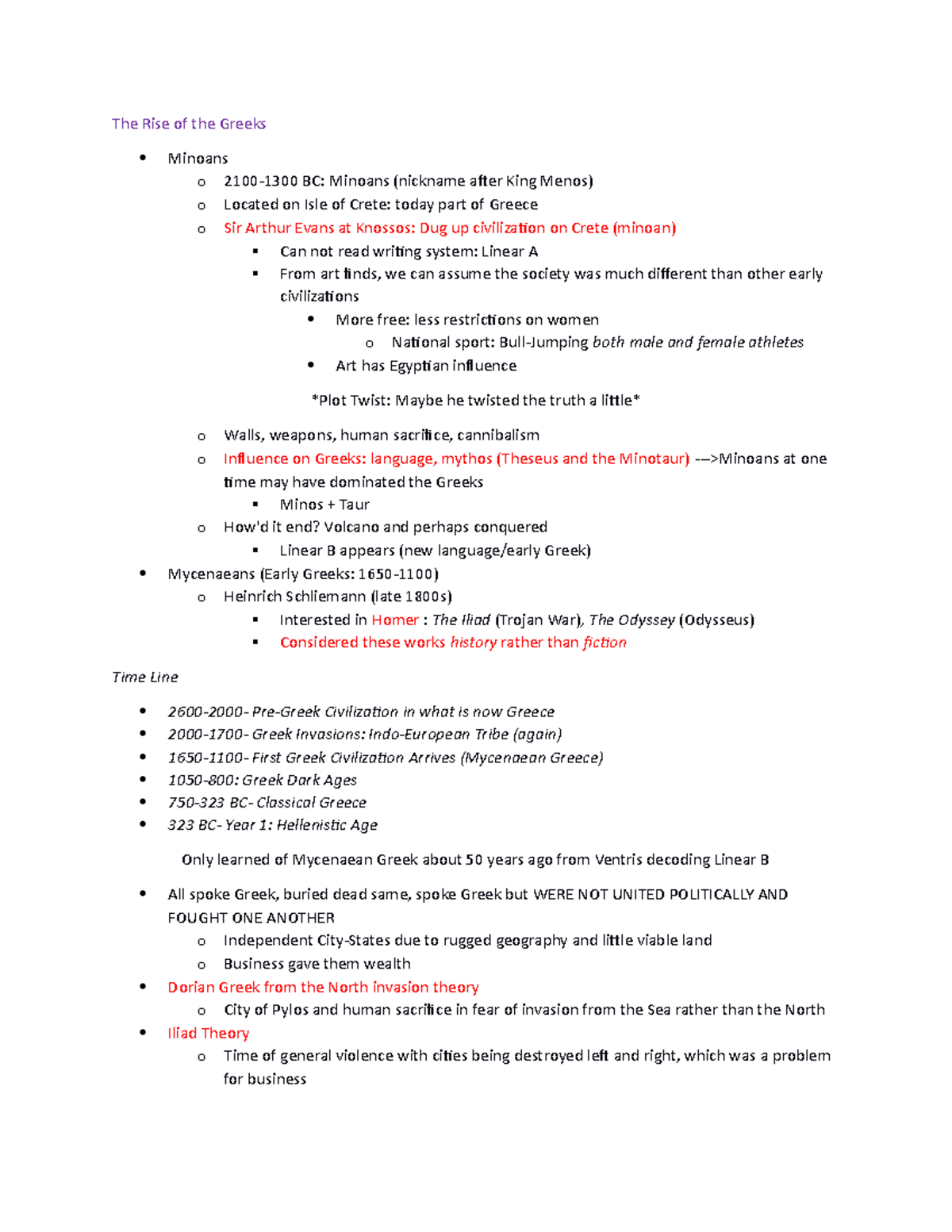 The Rise of the Greeks - Lecture and reading notes - The Rise of the ...