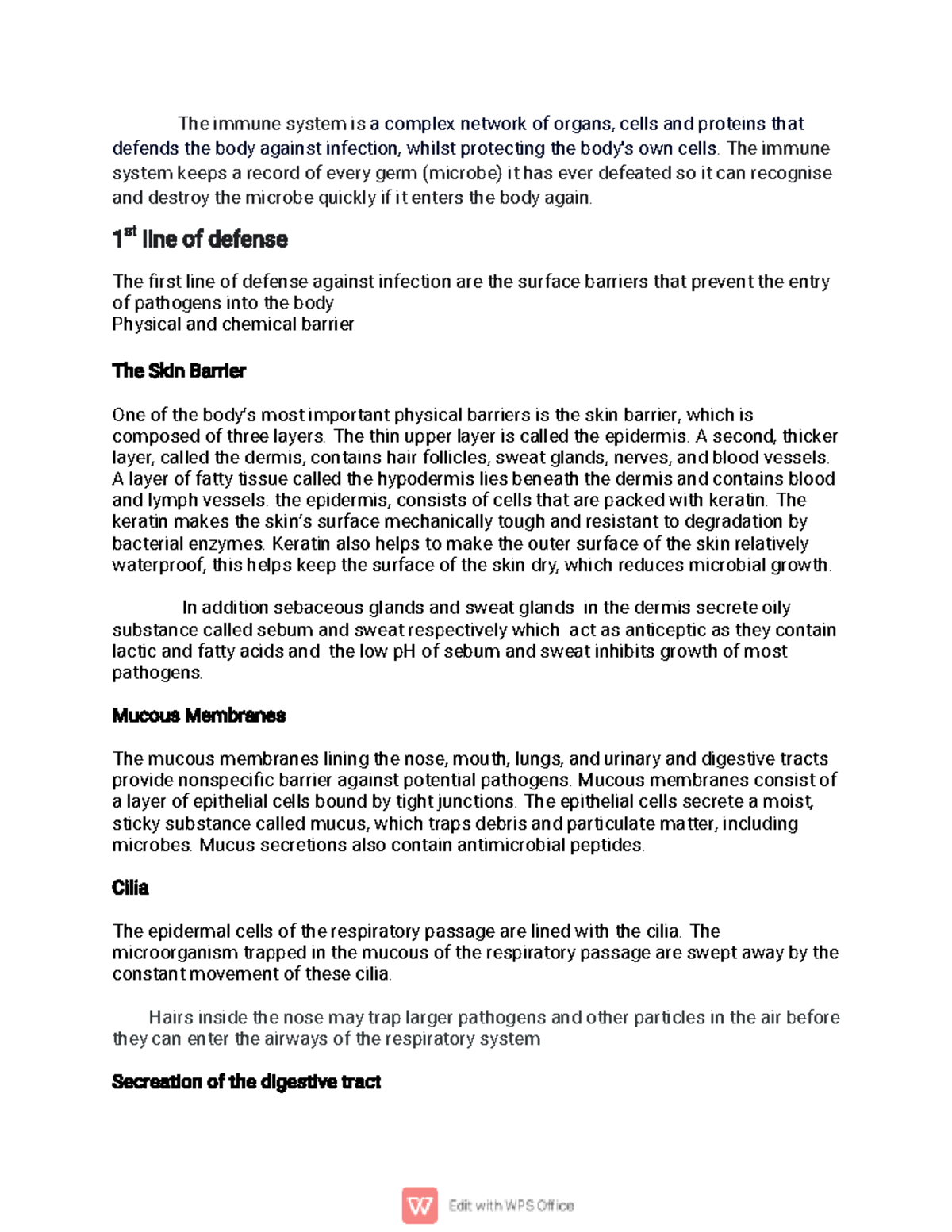 Immunology notes - nil - The immune system is a complex network of ...