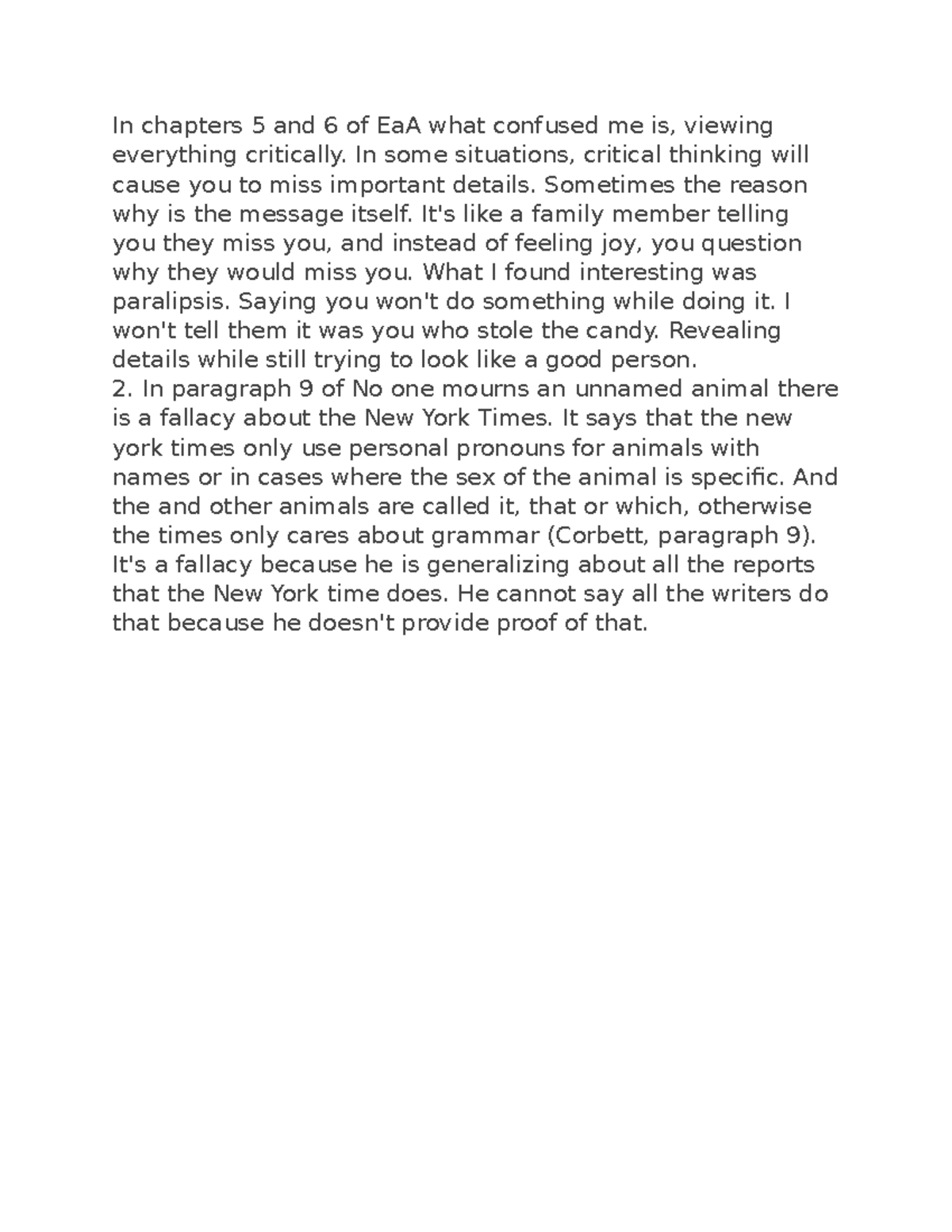 Corbett - In chapters 5 and 6 of EaA what confused me is, viewing ...