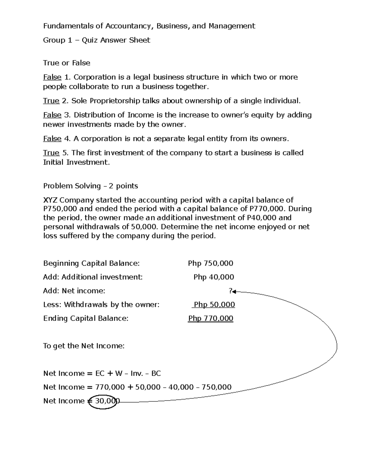 FABM-Quiz-2 - dot - Fundamentals of Accountancy, Business, and ...