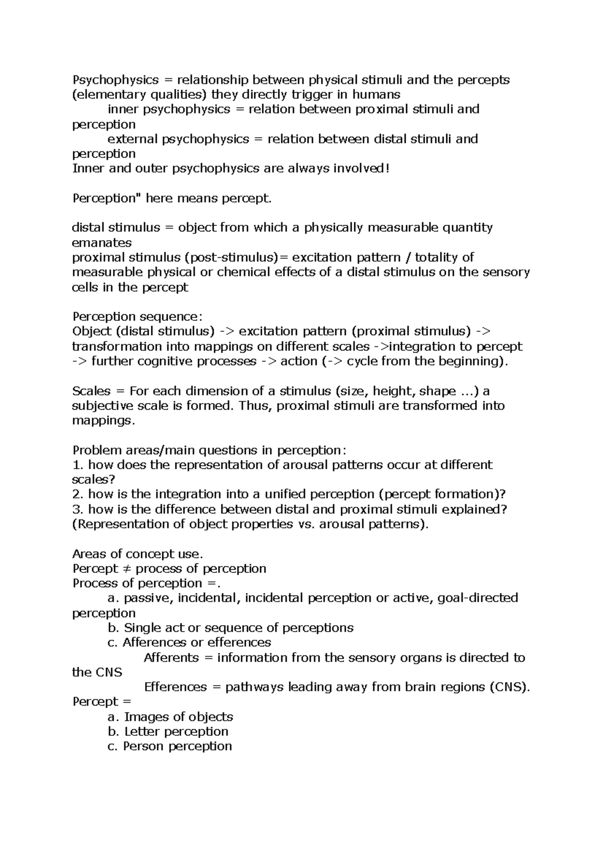 Psychophysics - Psycho Notes - Psychophysics = relationship between ...