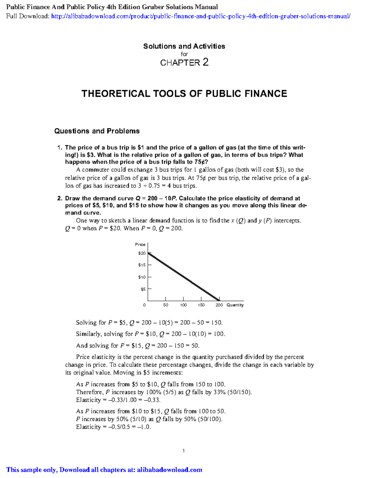 Public finance and public policy 4th edition gruber solutions manual - 1 Solutions and ...