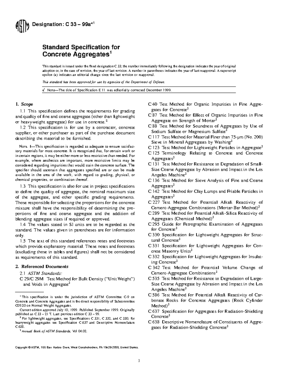 Astm-c33pdf compress - yes - Designation: C 33 – 99ae 1 Standard ...