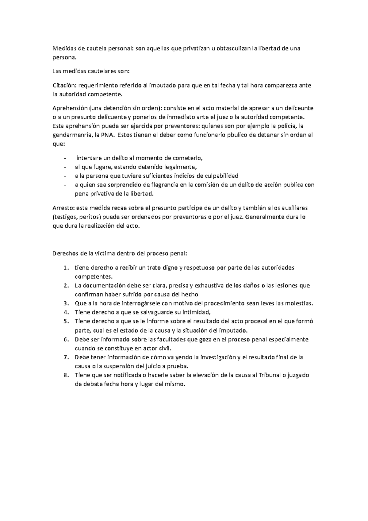 Medidas de cautela personal y derechos de la victima - Medidas de ...