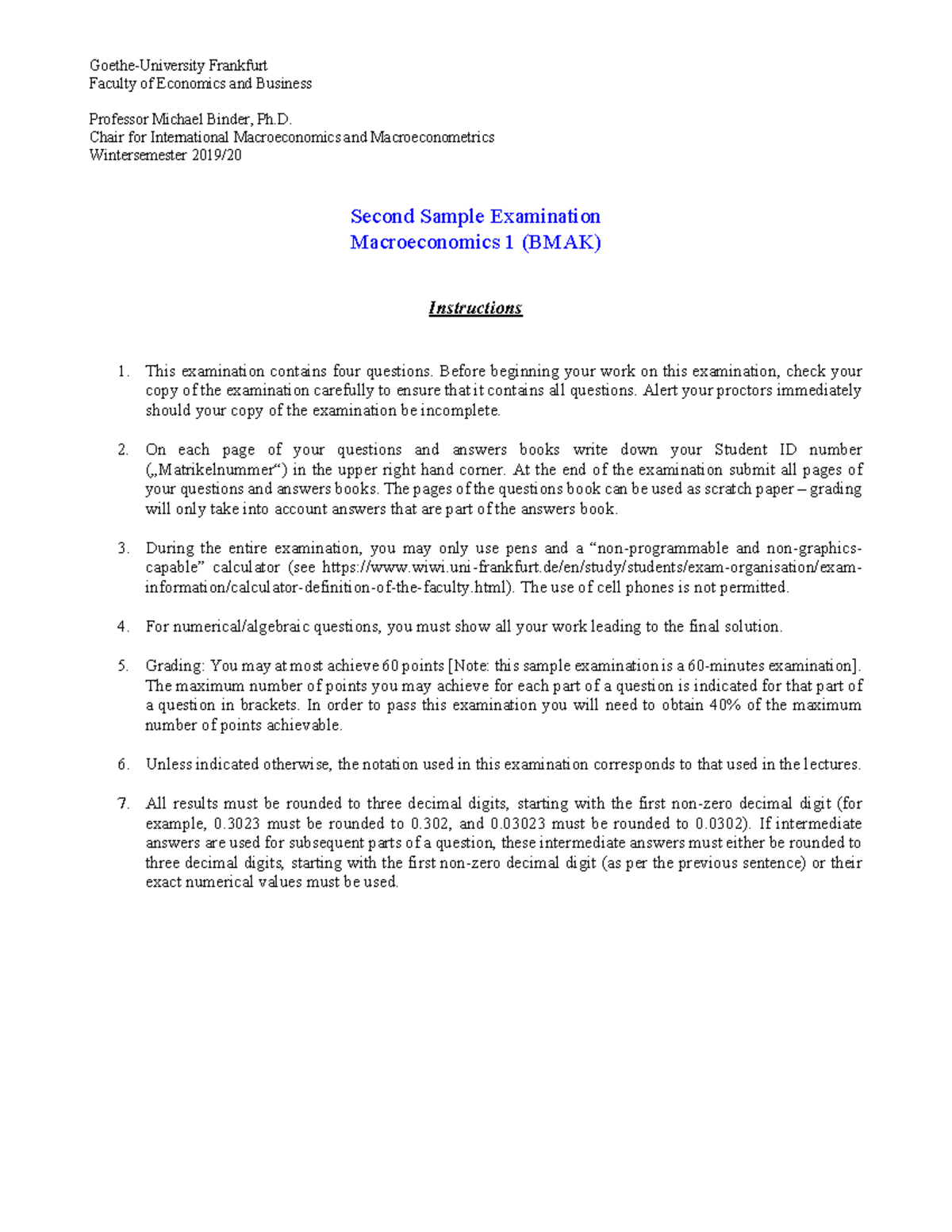 BMAK Sample Examination Part2 - Goethe-University Frankfurt Faculty of ...