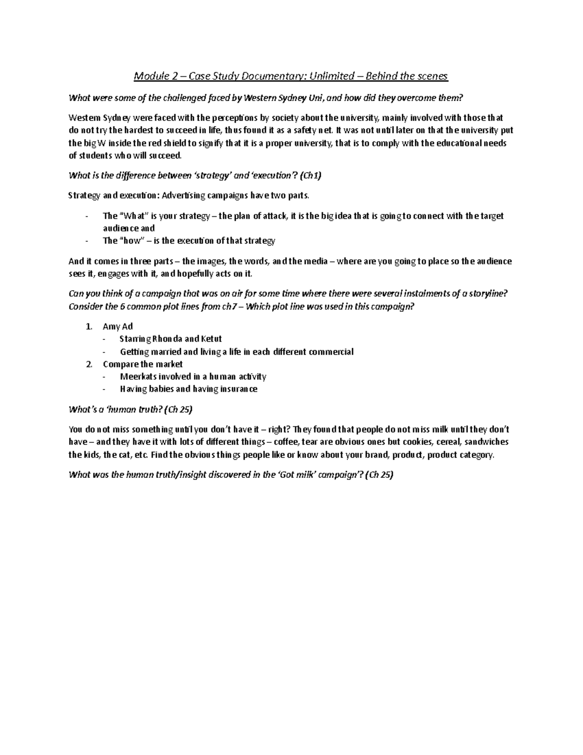 Module 2 - Case study d OC - Module 2 – Case Study Documentary ...