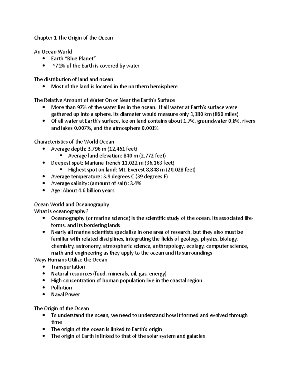 Chapter 1 The Origin of the Ocean - Chapter 1 The Origin of the Ocean ...