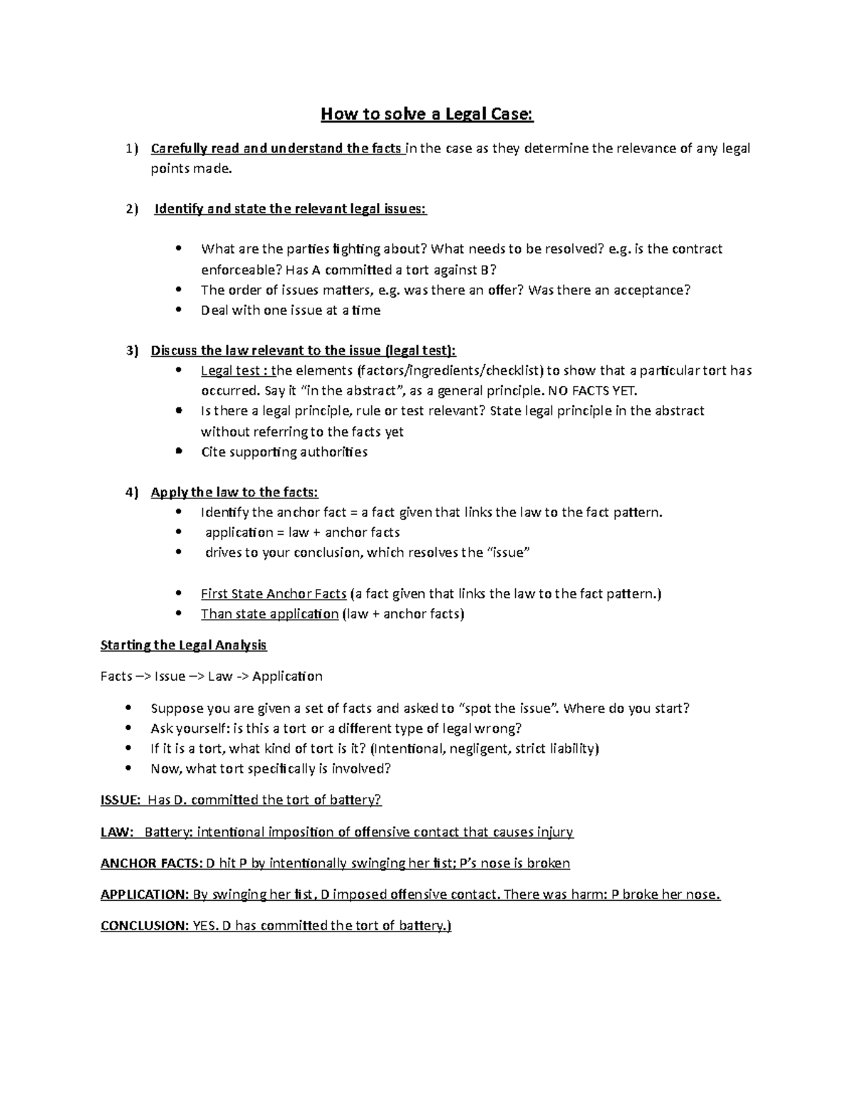 How to solve a Legal Case - 2) Identify and state the relevant legal ...