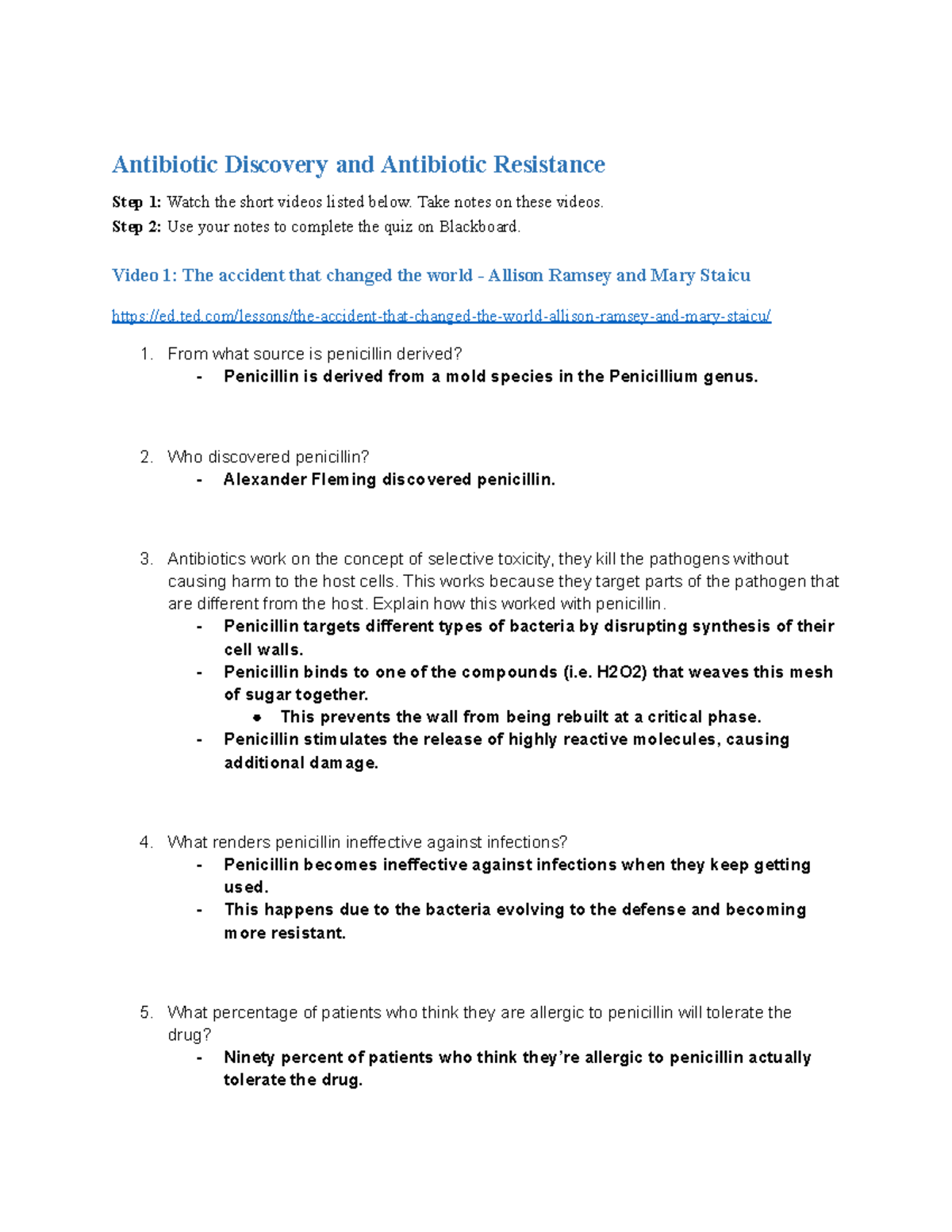 Antibiotic Video Assignment - Antibiotic Discovery and Antibiotic ...
