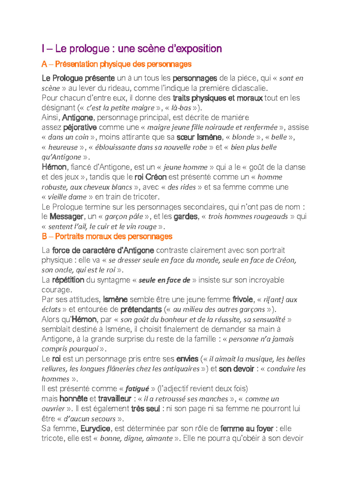 Le prologue Antigone - I – Le prologue : une scène d’exposition A ...